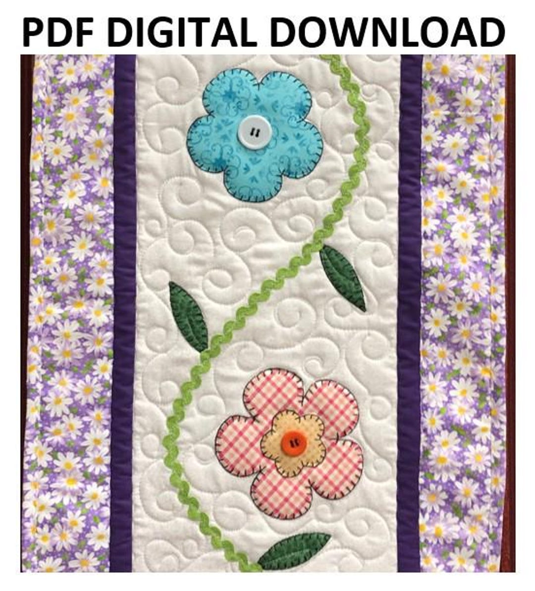 Vine Flowers Applique Table Runner Pattern PDF Digital Download - Etsy