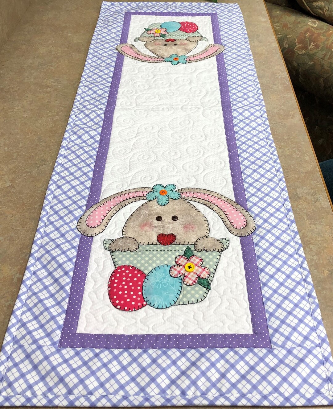 Easter Bunny Hand Applique Quilted Table Runner - Etsy
