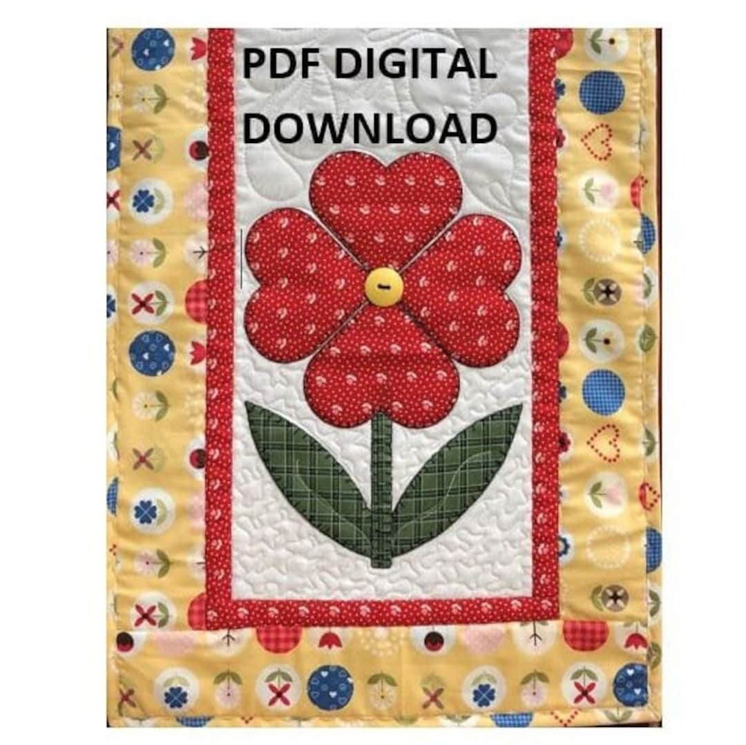 Heart Flower Applique Table Runner Pattern PDF Digital Download - Etsy