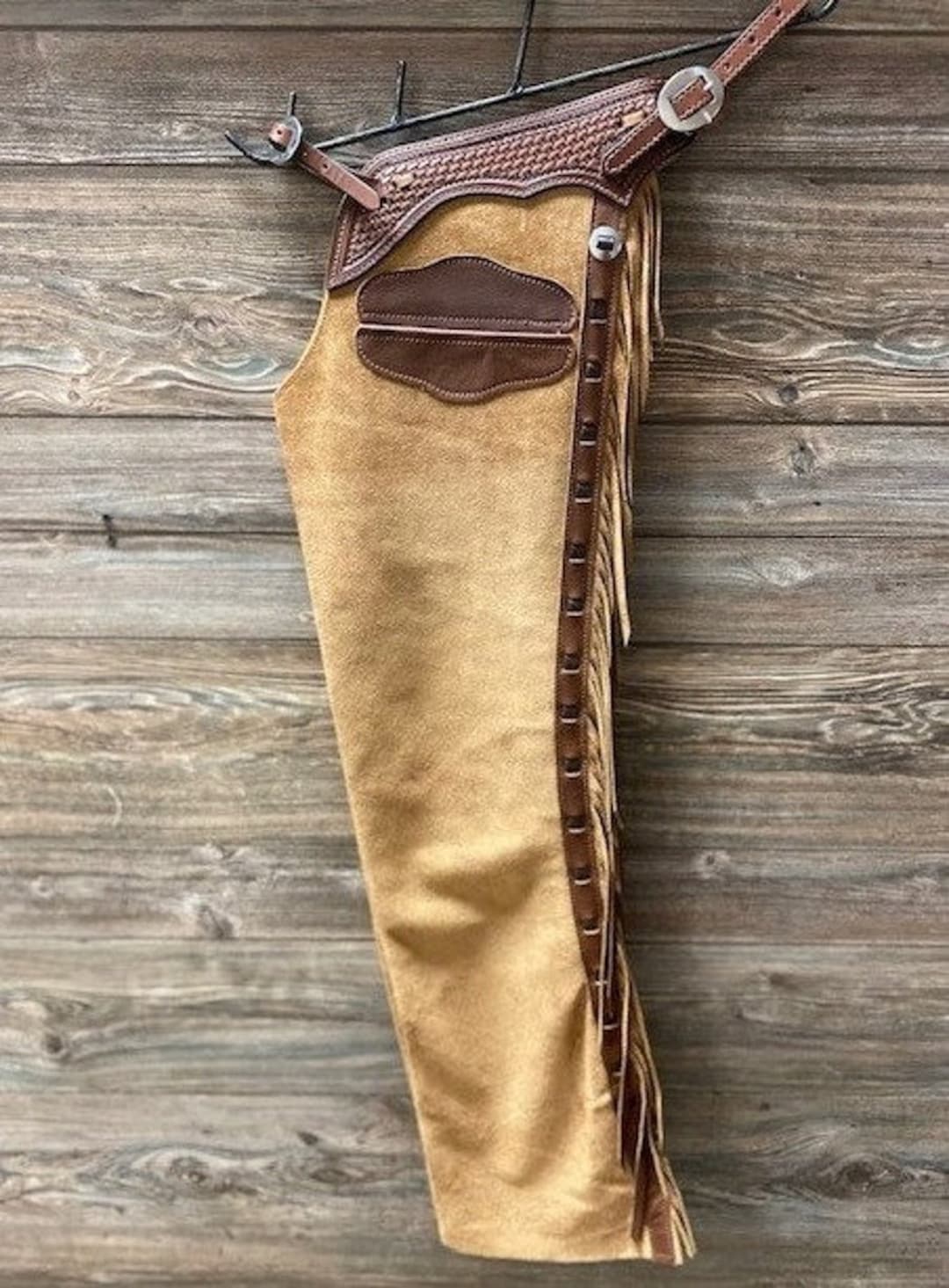 Handmade Cowboy Buck Skin Suede Leather Pant Rodeo Chap Mountain Men ...