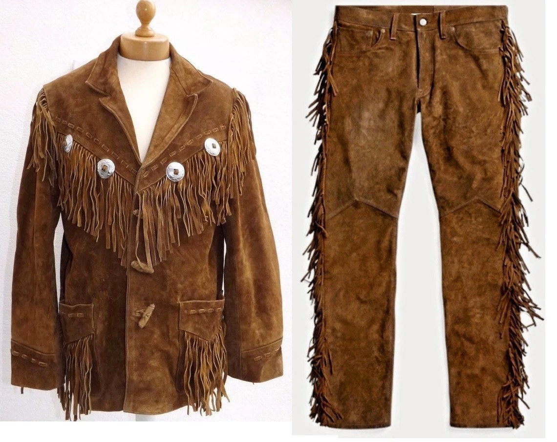Mens Old Western Cowboy Suede Leather Buckskin Suit Including - Etsy