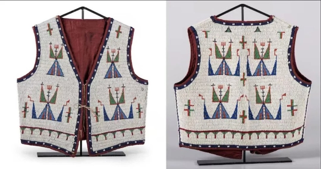 Old Style Native American Handmade Sioux Beaded Vest Powwow Regalia War ...