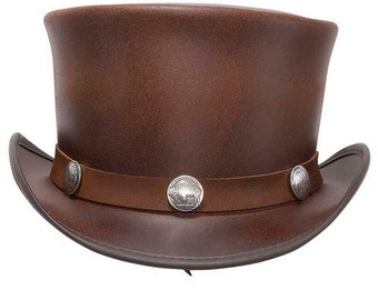 Leather Biker Top Hat | Etsy