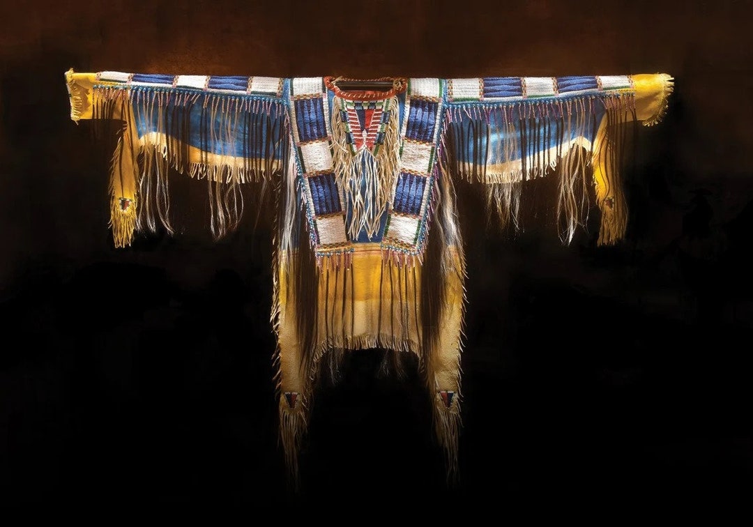 Old Style American Buckskin Buffalo Beaded Fringes Powwow Regalia War ...