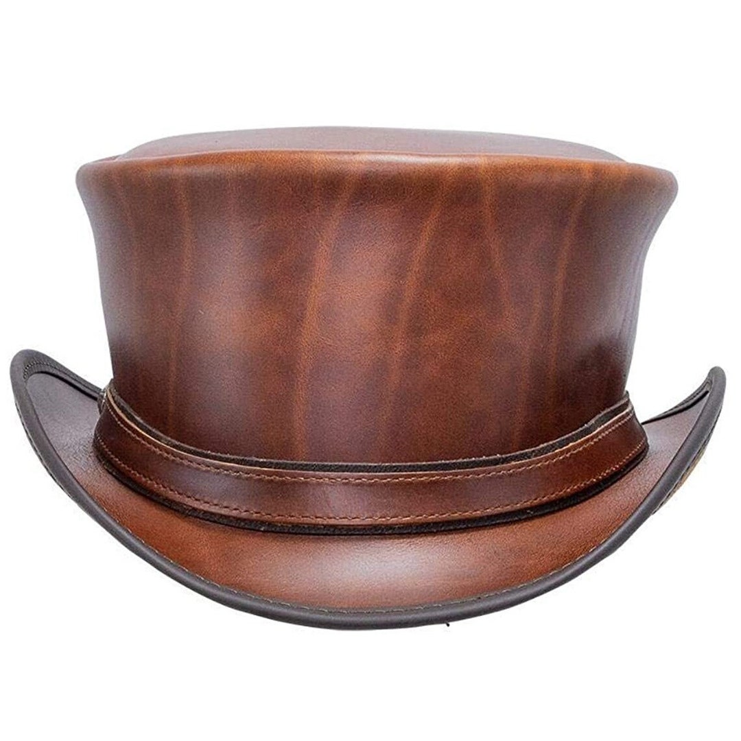 Top Hat Brown Color 100% Handmade With Cowhide Leather New With Tags - Etsy