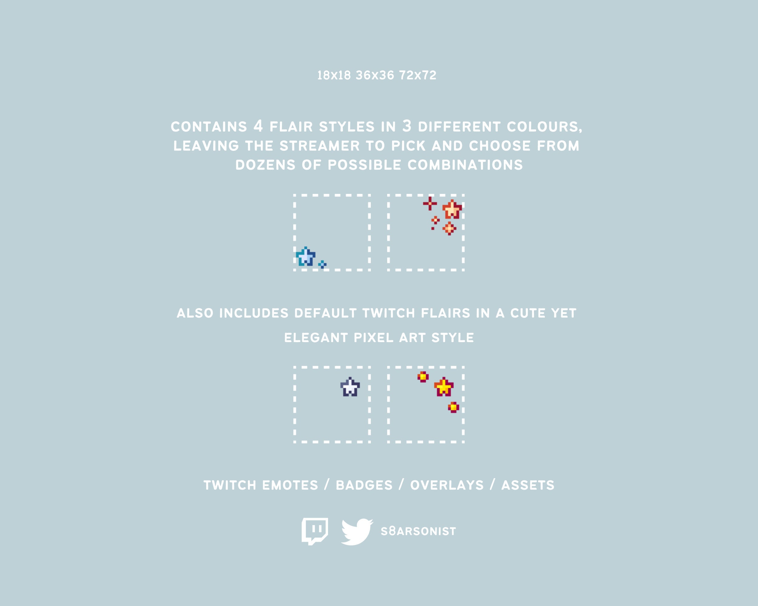 Star + Default Flairs Set | Pixel Twitch Sub Badge Tier Flairs ...
