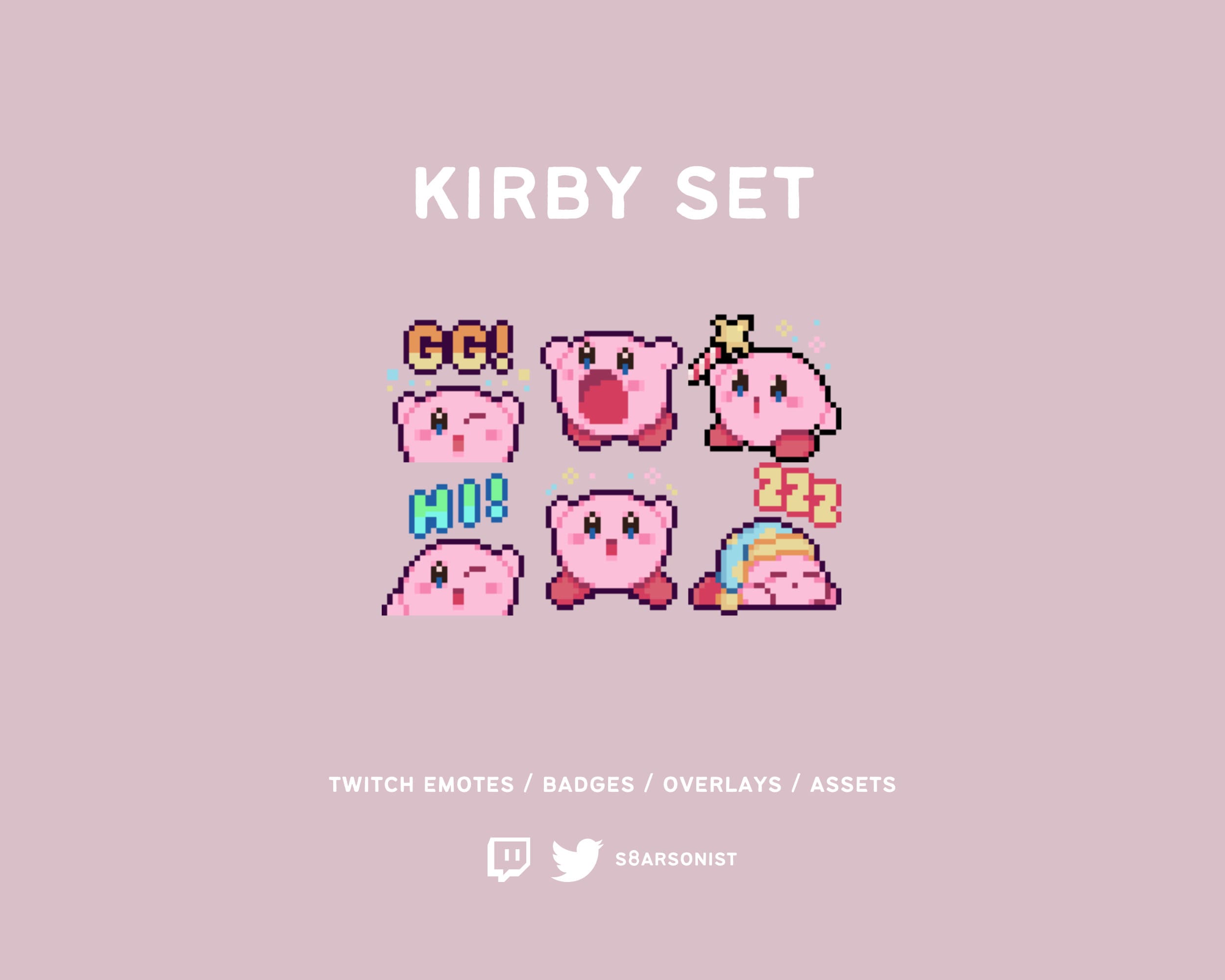 Kirby Set | Pixel Twitch Sub/bit Badges | Adorable Badges & Emotes for ...