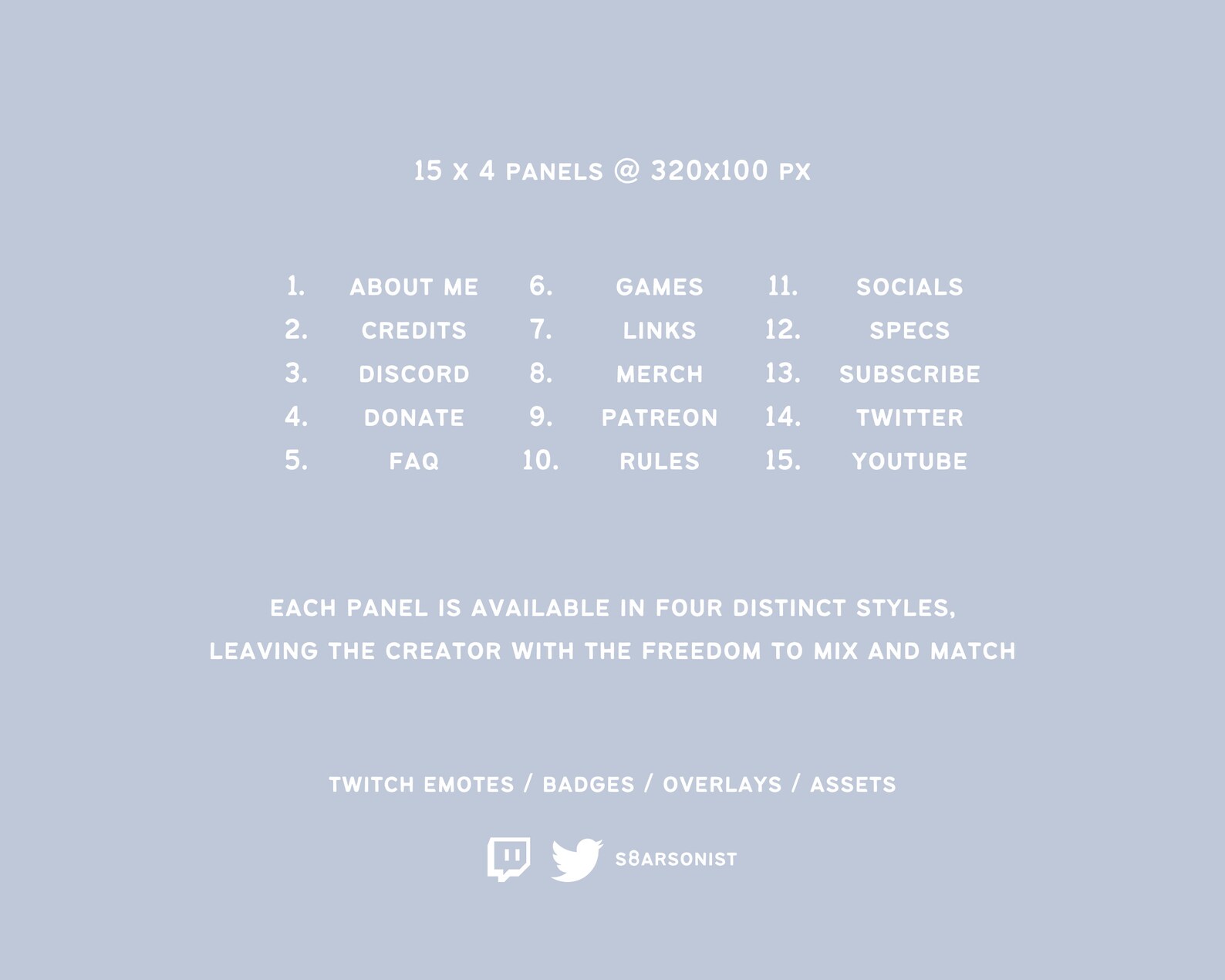 BIG SET Kawaii Character Panels | Pixel Twitch Channel Panels ...