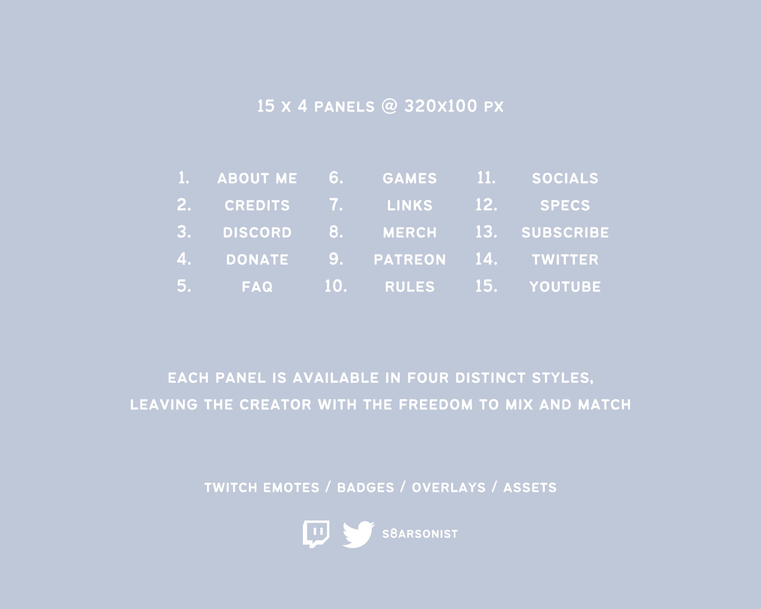 BIG SET Kawaii Character Panels | Pixel Twitch Channel Panels ...