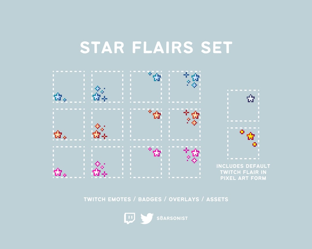 Star + Default Flairs Set | Pixel Twitch Sub Badge Tier Flairs ...