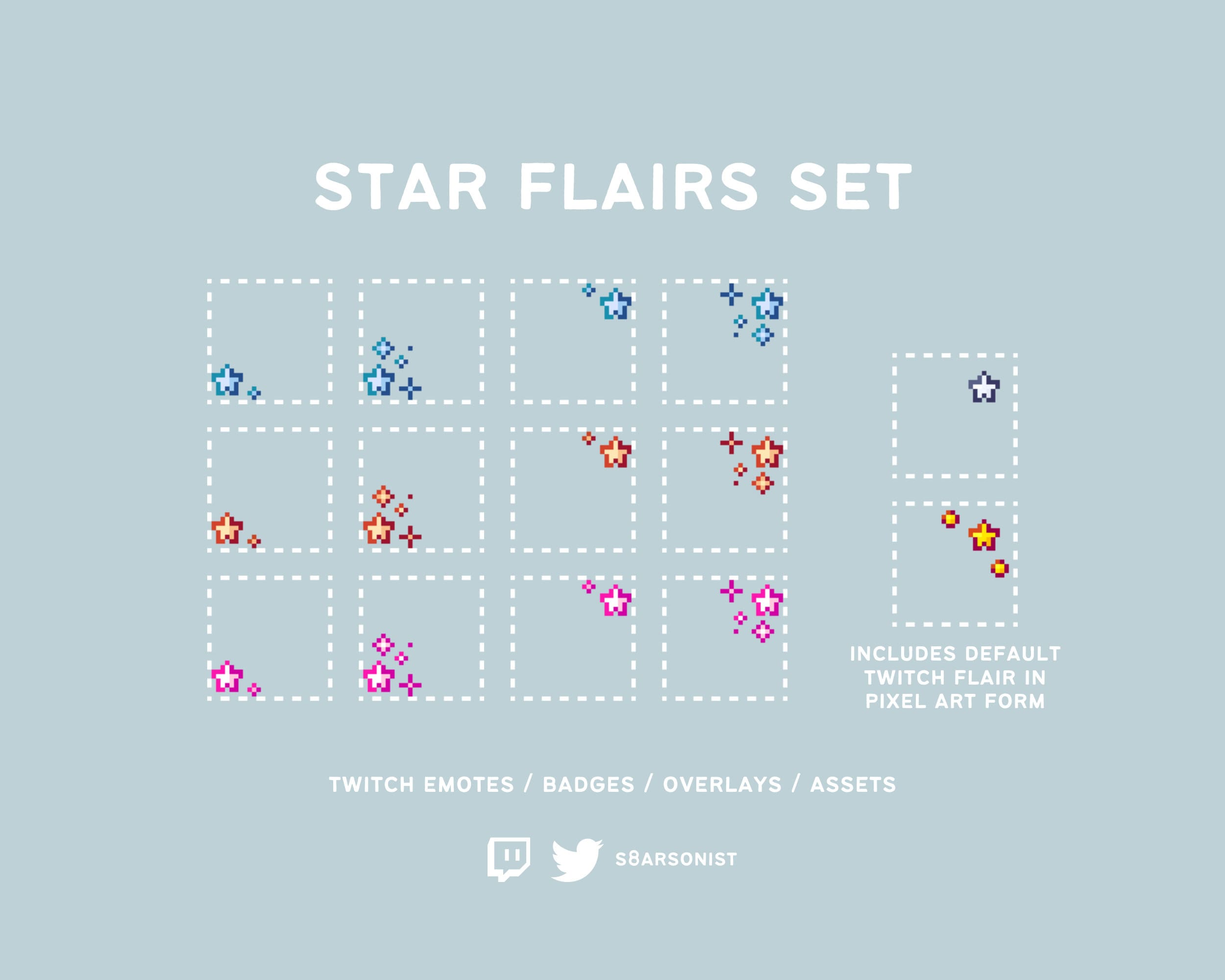 Star + Default Flairs Set | Pixel Twitch Sub Badge Tier Flairs ...