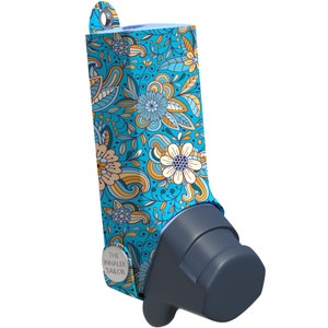 Blue Flower Bonanza - Handmade Inhaler Case - Cover for Asthma & COPD ...