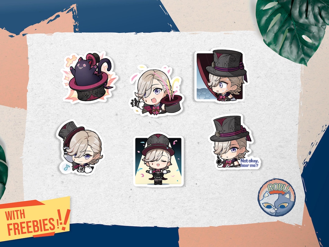 Genshin Impact Stickers Lyney, Lynette and Freminet Set Vinyl Glossy ...