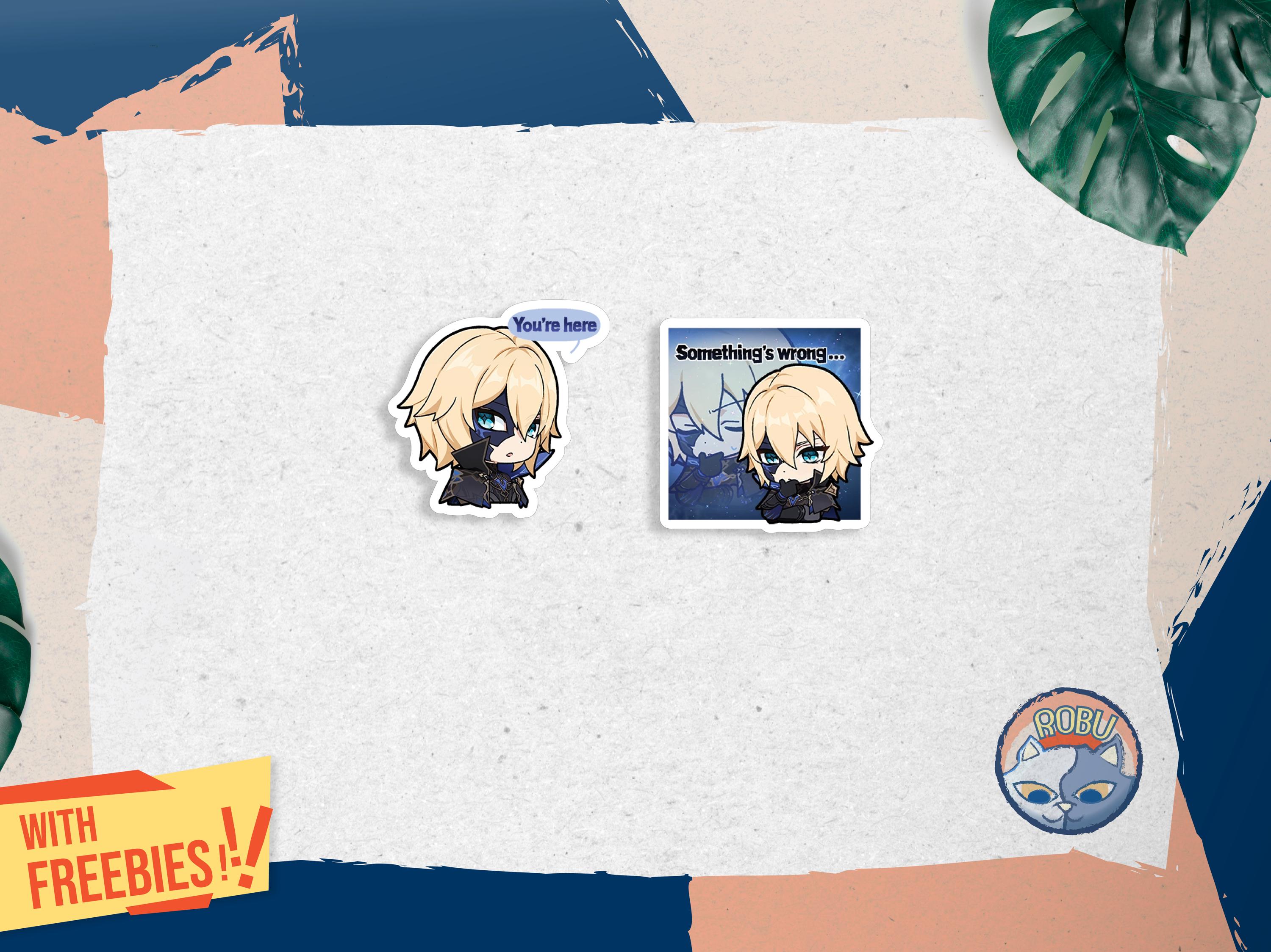 Genshin Impact Stickers Traveler Aether/ Lumine/ Dainsleif Vinyl Glossy ...