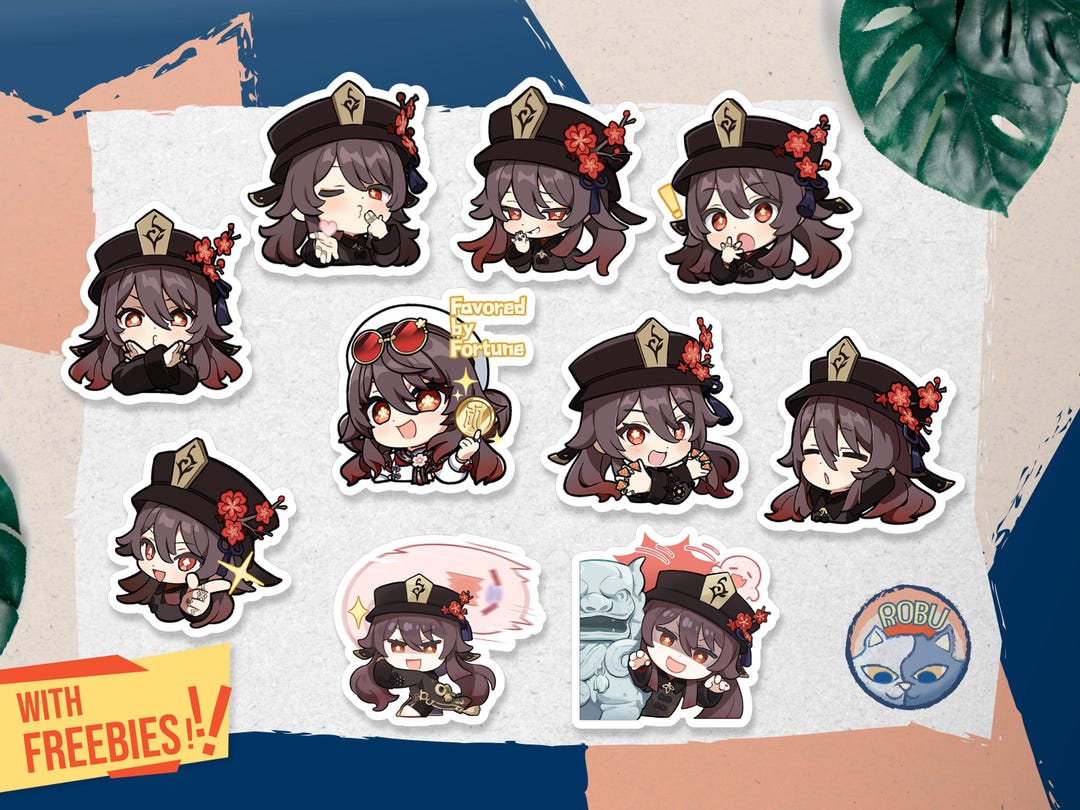 Hu Tao Genshin Impact Stickers Set - Vinyl Glossy Waterproof Stickers ...
