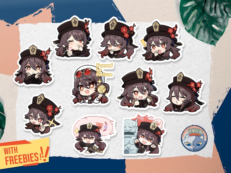 Hu Tao Stickers Genshin Impact Stickers Set - Vinyl Glossy Waterproof ...