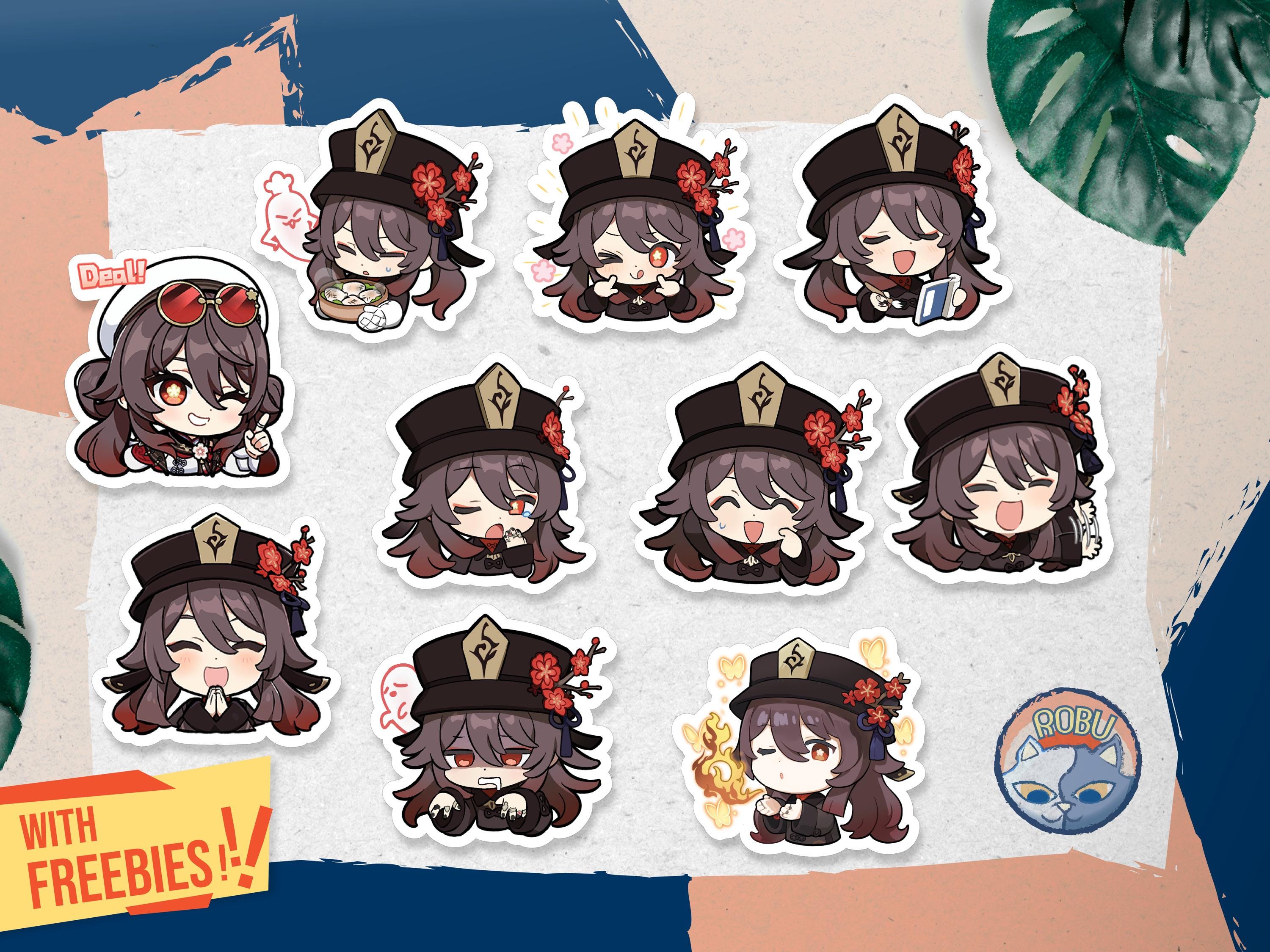 Hu Tao Genshin Impact Stickers Set - Vinyl Glossy Waterproof Stickers ...