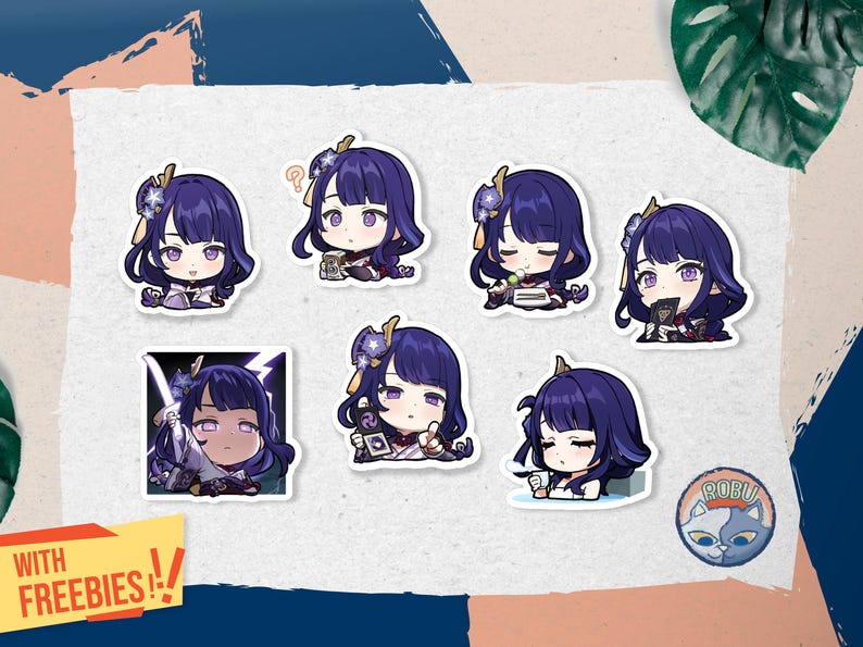 Genshin Impact Stickers Raiden Shogun - Vinyl Glossy Waterproof ...