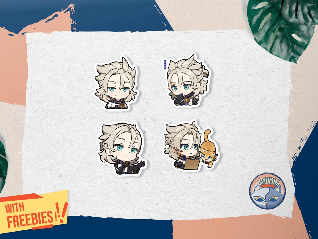 Genshin Impact Stickers Albedo Vinyl Glossy Waterproof Stickers Bottle ...