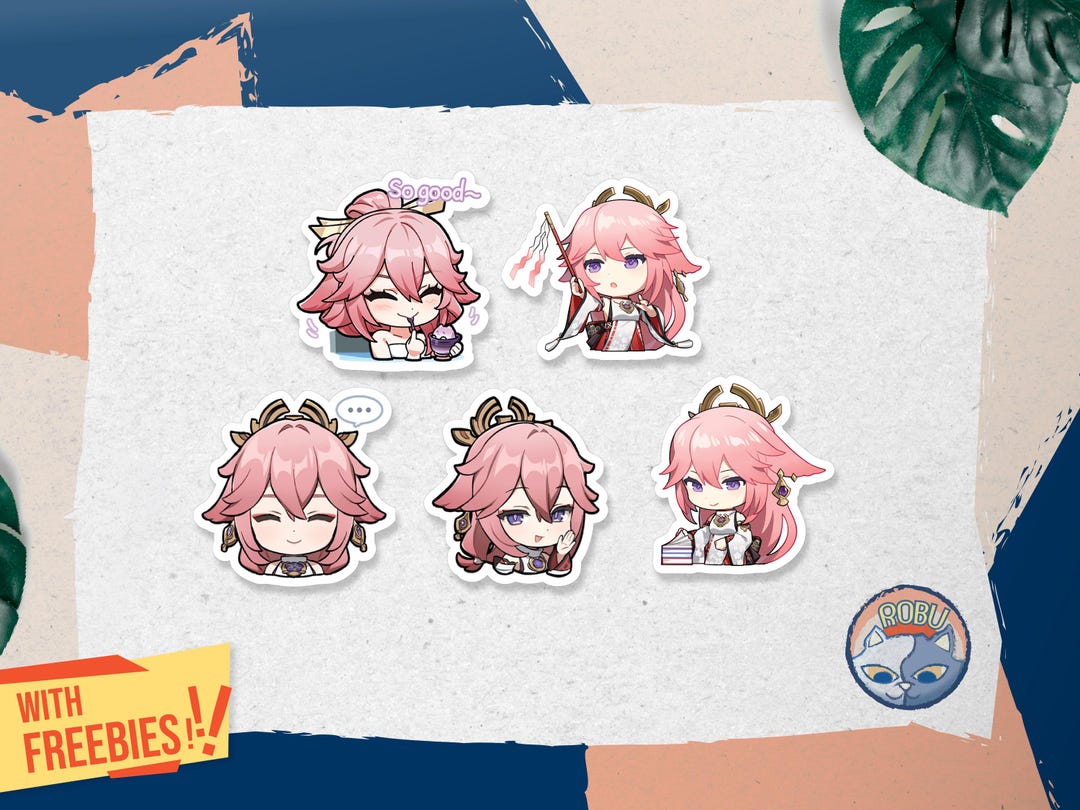 Genshin Impact Stickers Yae Miko - Vinyl Glossy Waterproof Stickers ...