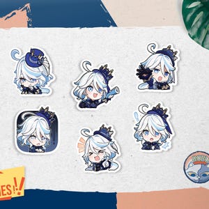 Genshin Impact Stickers Furina - Vinyl Glossy Waterproof Stickers ...