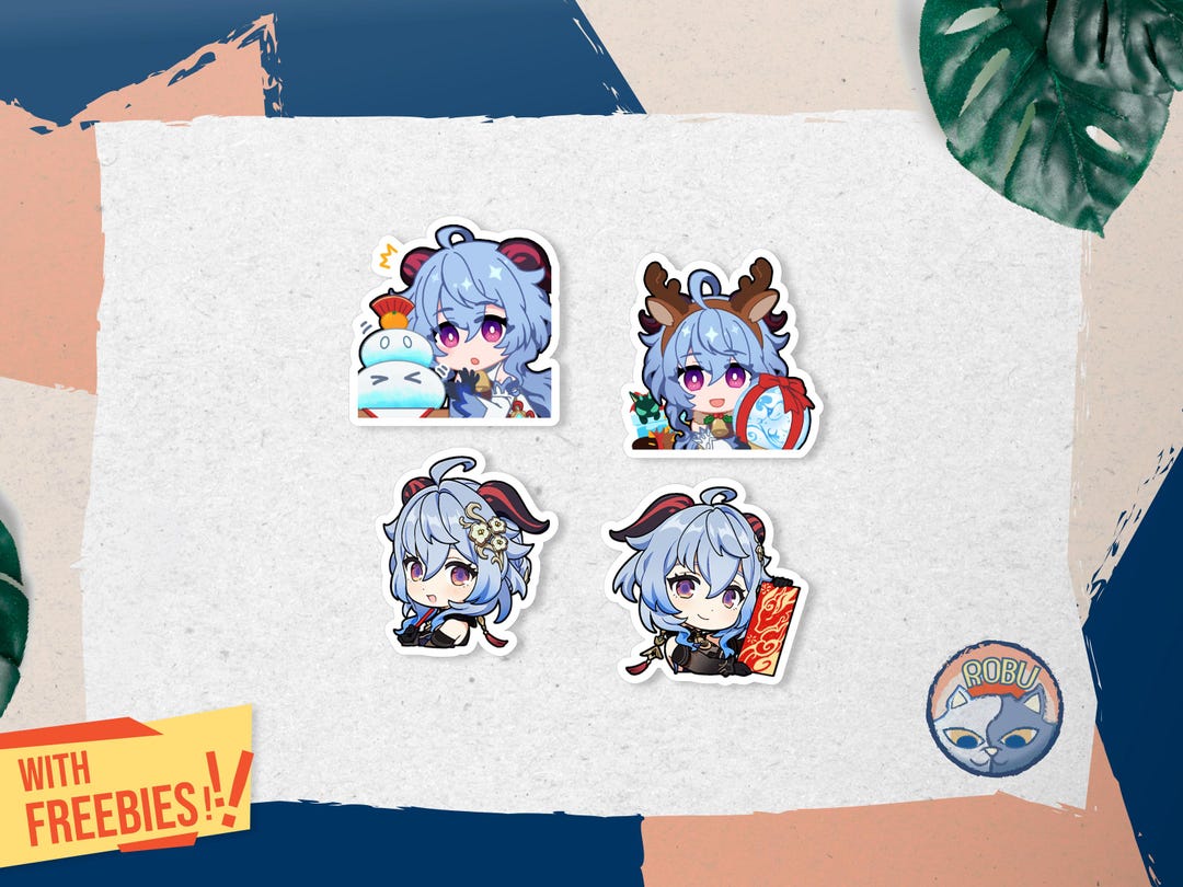 Genshin Impact Stickers Ganyu Vinyl Glossy Waterproof Stickers Bottle ...