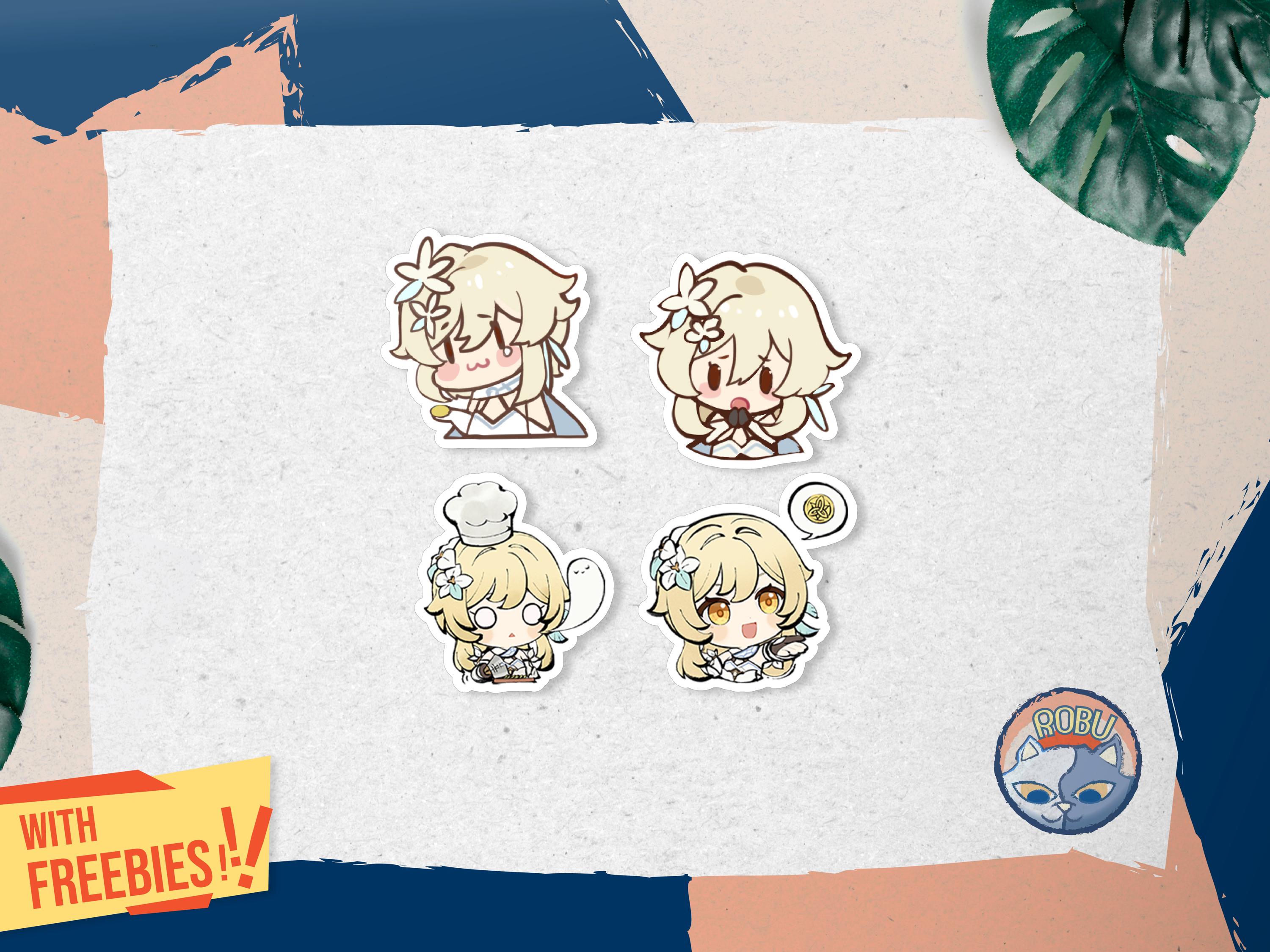 Genshin Impact Stickers Traveler Aether/ Lumine/ Dainsleif Vinyl Glossy ...