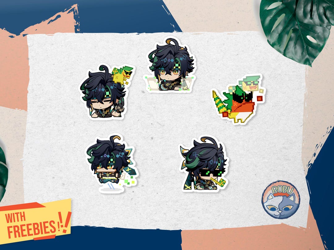 Genshin Impact Stickers Kinich Vinyl Glossy Waterproof Stickers Bottle ...