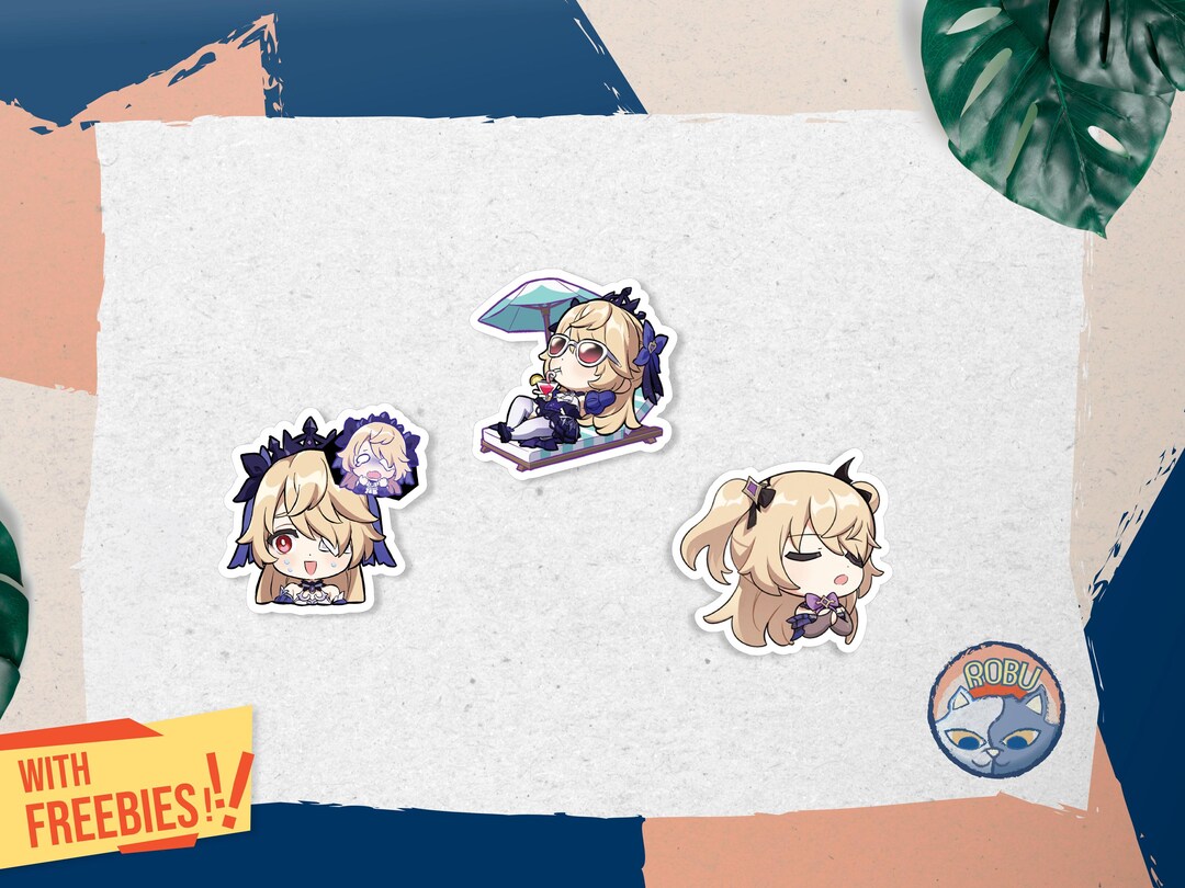 Genshin Impact Stickers Fischl - Vinyl Glossy Waterproof Stickers ...