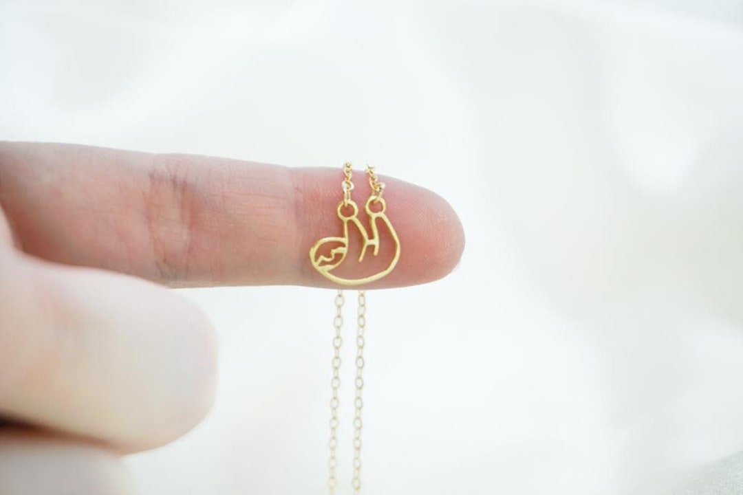 Adorable Sloth Pendant Necklace- Gold-filled or 925 Sterling Silver ...