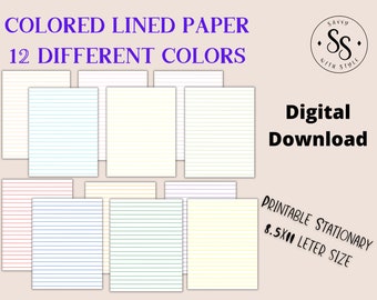 12 Printable Handwriting Practice Colored Lined Pages Colorful Lines ...