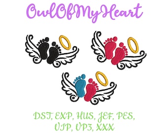 Footprint Angel Wings Machine Embroidery Design /footprint / Angel ...