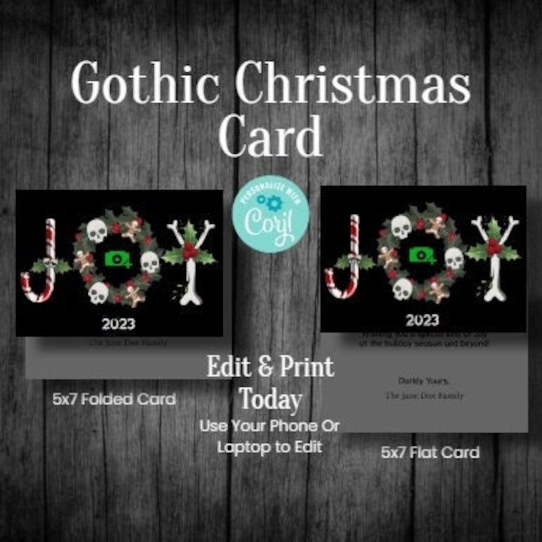 Gothic Joy Photo Christmas Card 5x7 Instant Download Two Styles - Etsy