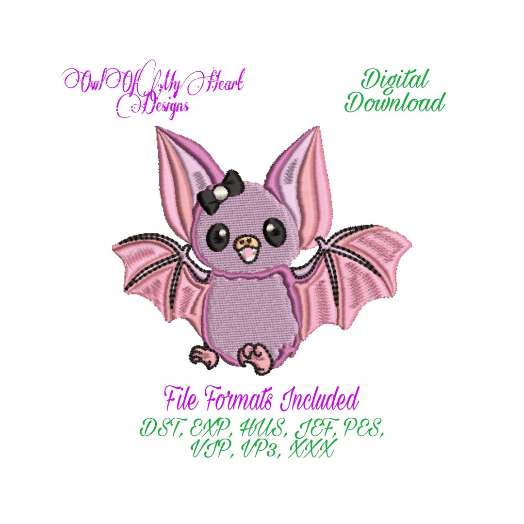 Bat 2 Sizes (machine Embroidery Design File) - Etsy