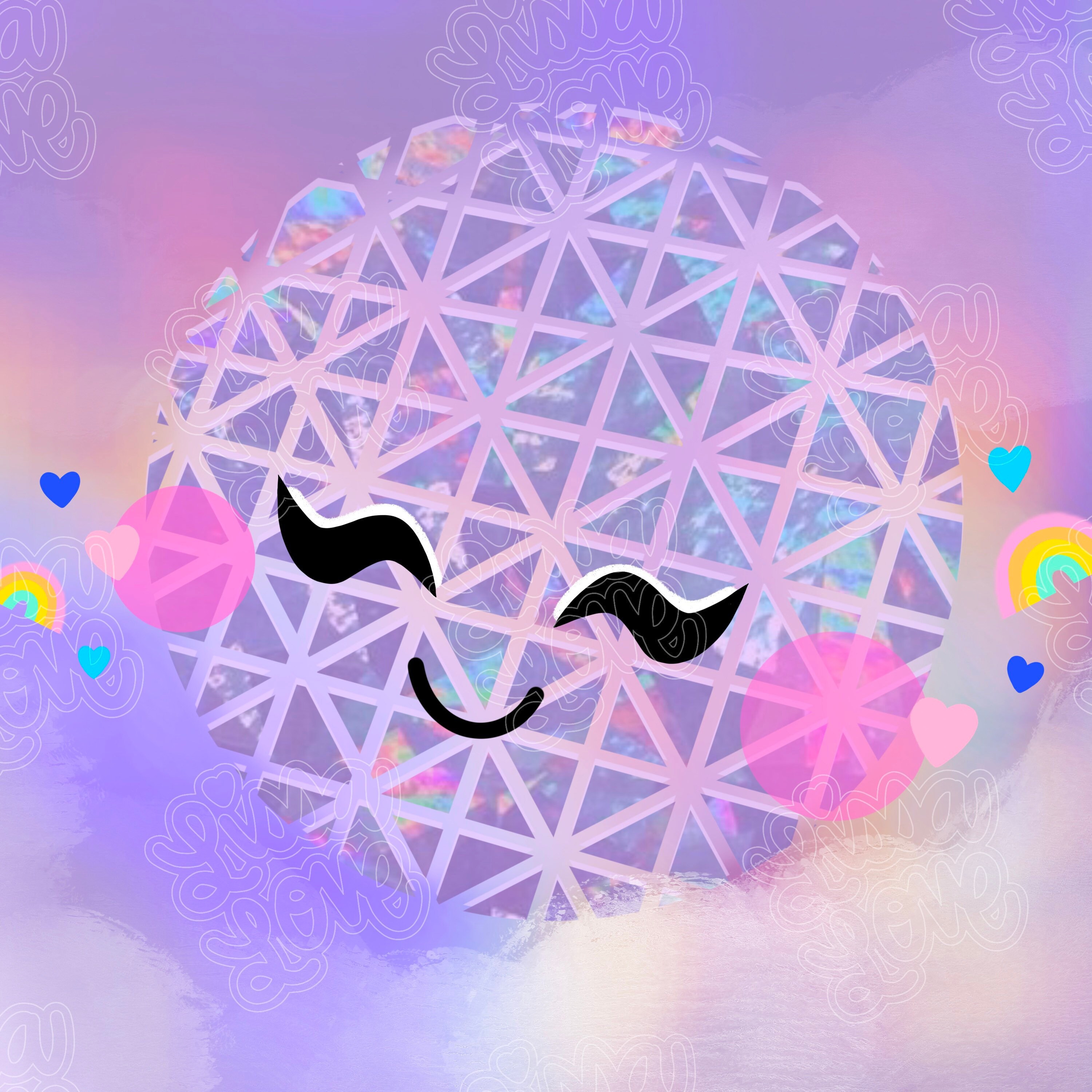 Cute Geodesic Rainbow Planet Art Print Inspired by Epcots Spaceship ...