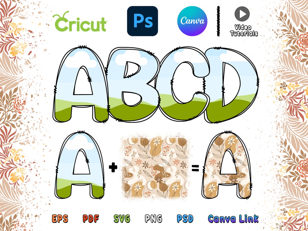 Editable Doodle Alphabet Canva Frame Fill Your Own Design SVG for ...