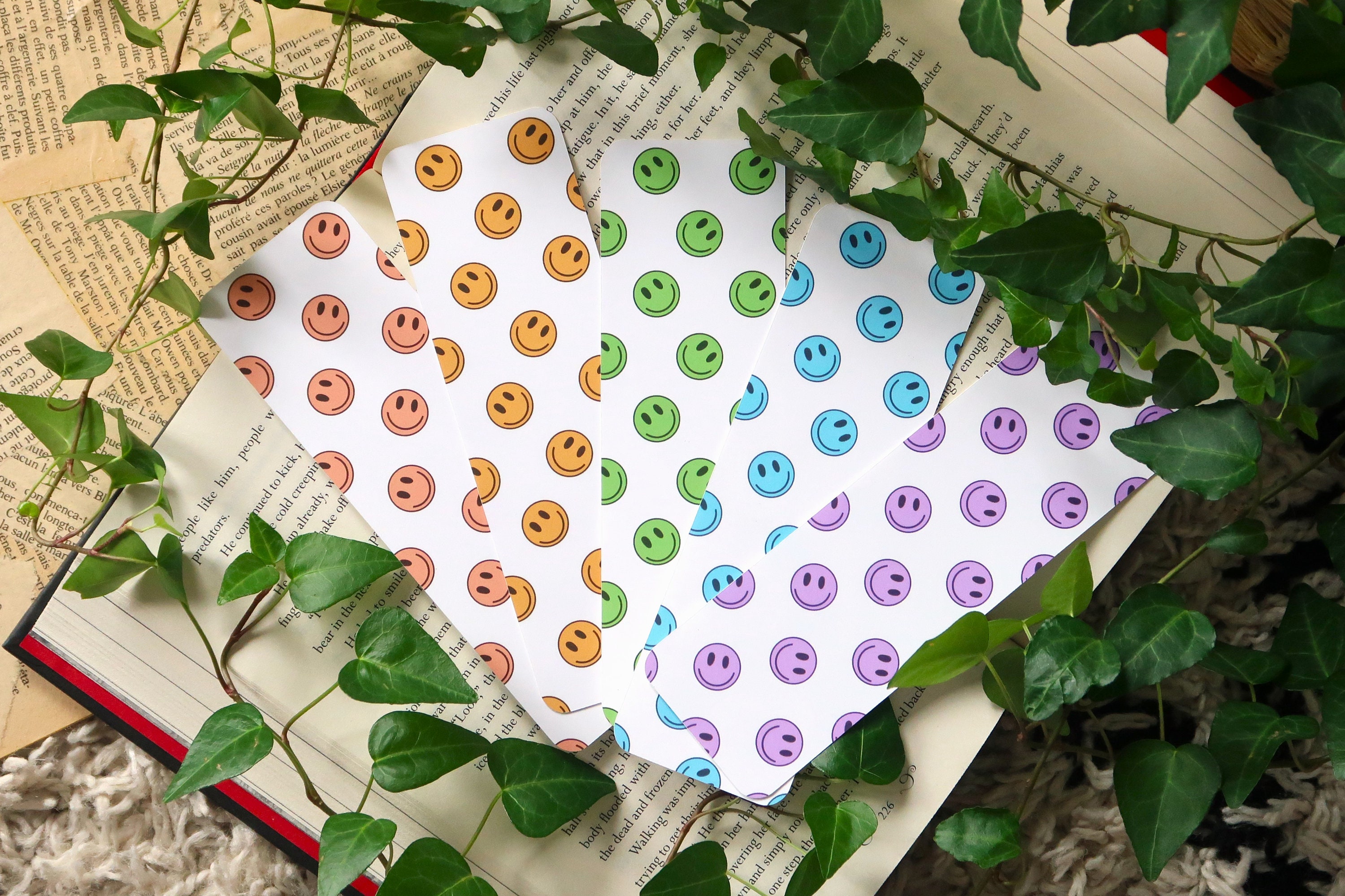 Multi-colored Smiley Bookmarks, Laminated Bookmarks, Smiley Bookmarks ...