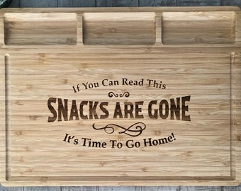 Bamboo Wood Cutting Cheese Board Charcuterie If You Can Read This Snacks Are Gone Time to Go ...