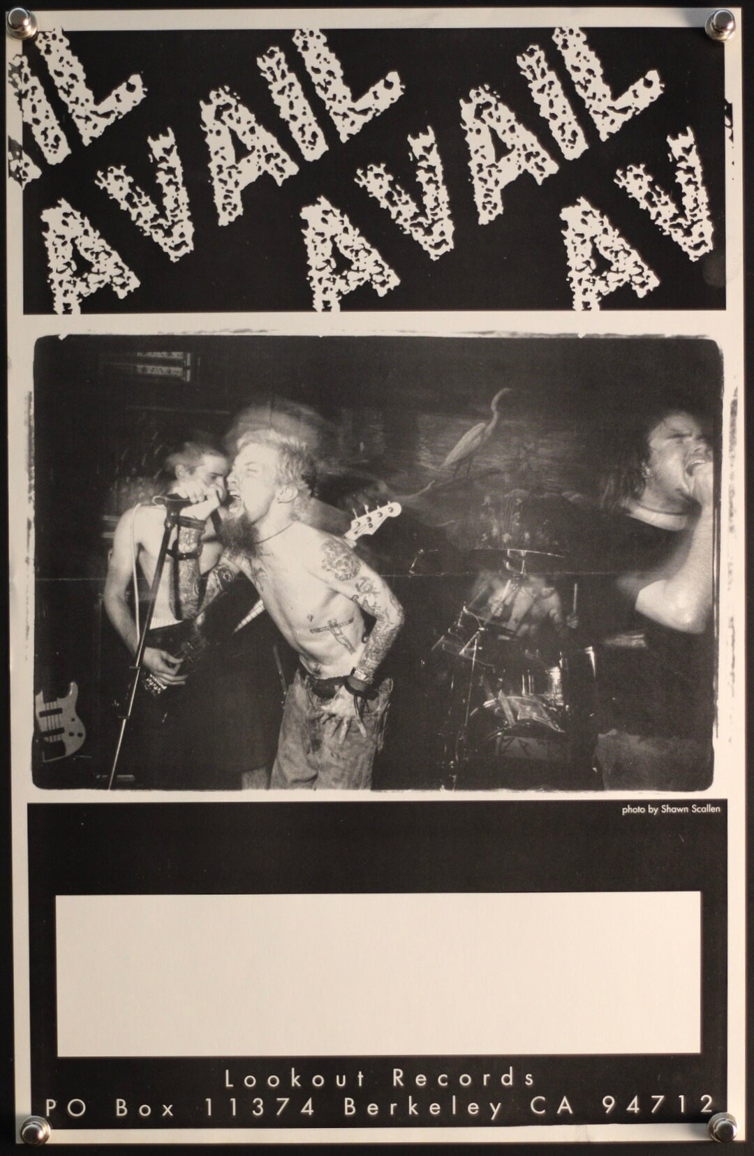 Avail Lookout! Records 1990's Tour Poster Original Record Store Poster ...