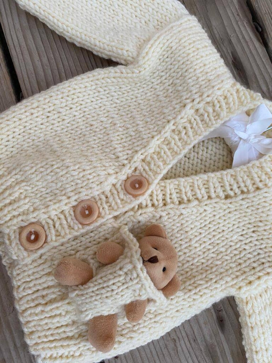 Teddy Bear Knit Cardigan, 100% Organic Knit Baby Cardigan,3d Fluffy ...