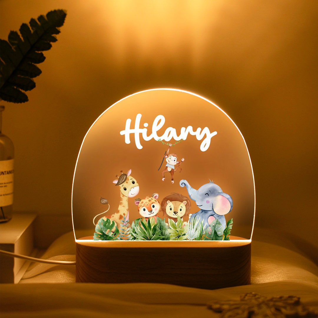 Safari Animals Night Light Cute Baby Lion Monkey Elephant - Etsy