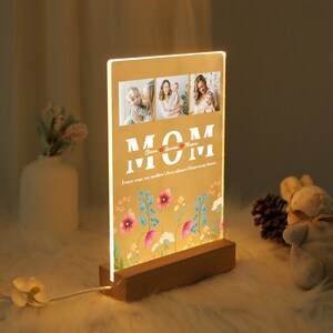 Personalized Mom Birth Flower Night Light, Custom Photo Bedroom Bedside ...