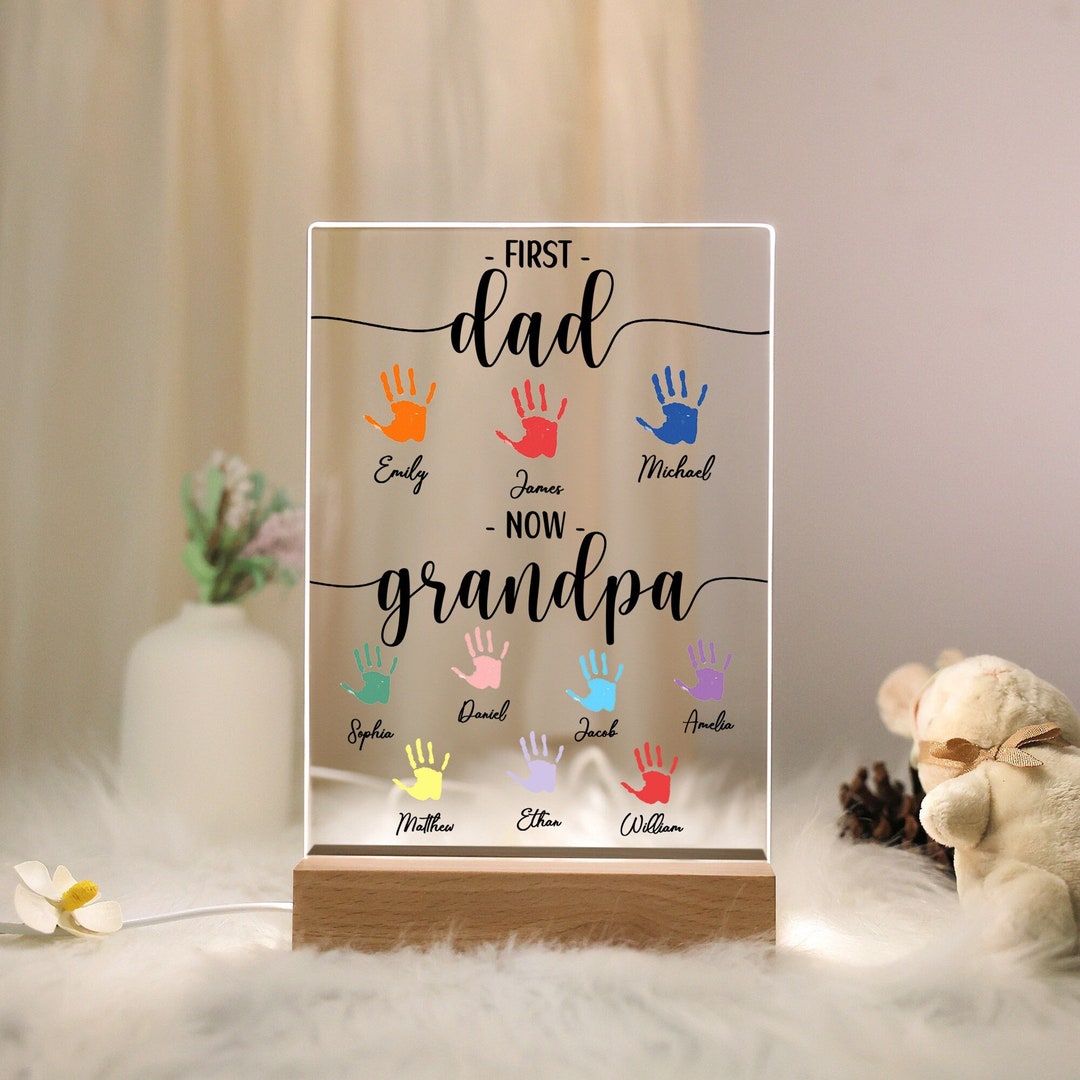Personalized Color Handprint Sign for Dad, First Dad Now Grandpa Gift ...