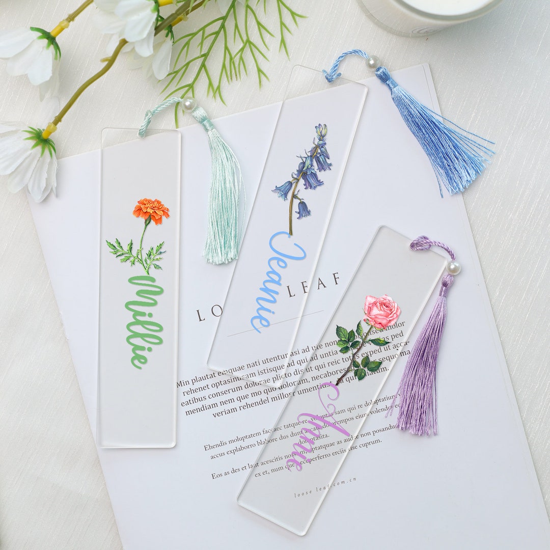 Colorful Flower Bookmark With Tassel, Personalized Name Bookmark, Month ...