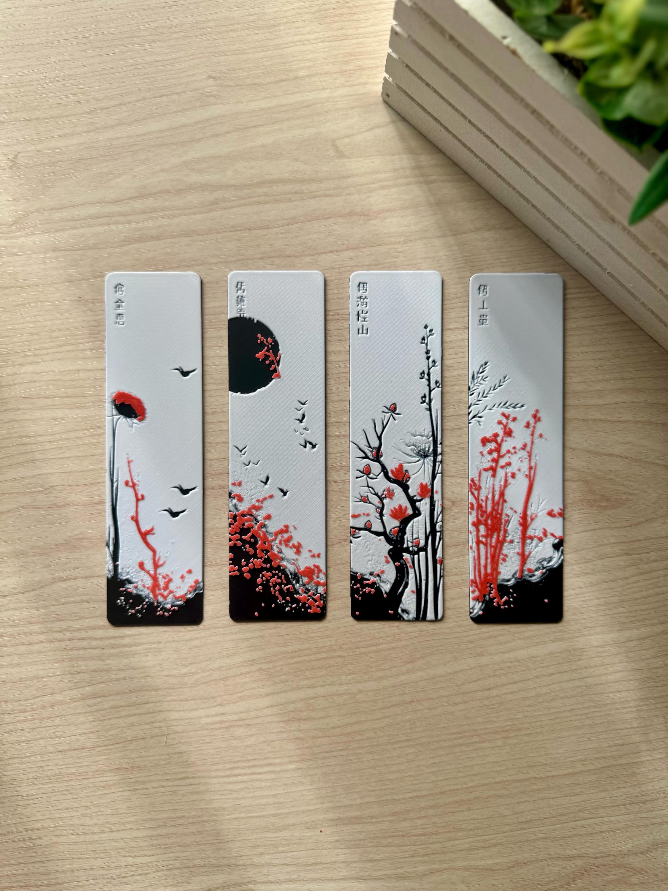 Japanese Inspired Bookmarks “red Blossom” - Elegant and Unique Floral ...