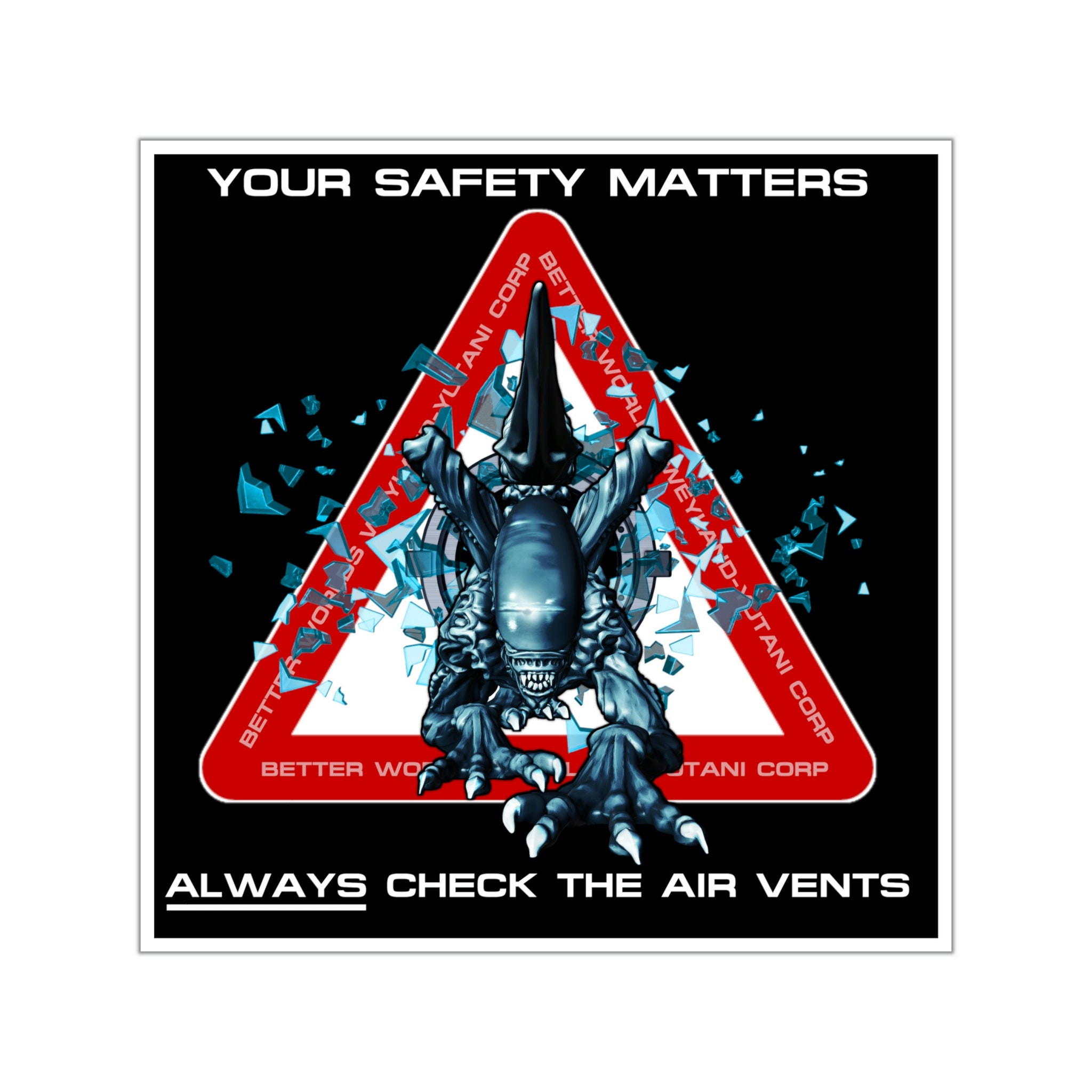 Alien Movie Xenomorph Weyland Yutani Hazard Warning Sticker, Square ...