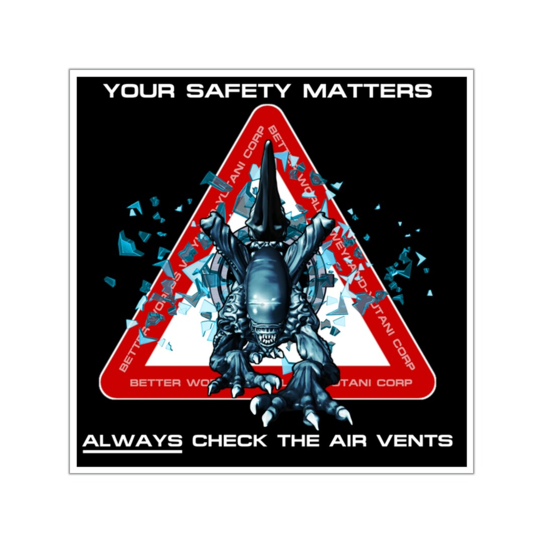 Alien Movie Xenomorph Weyland Yutani Hazard Warning Sticker, Square ...