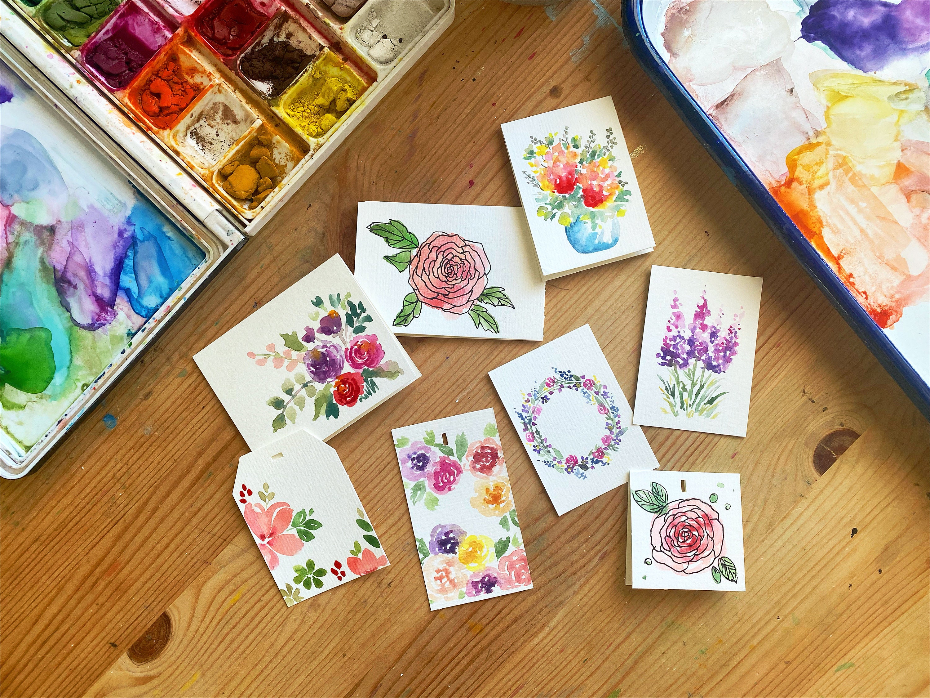 Hand Painted Watercolor Birthday Gift Tags 8ct - Etsy