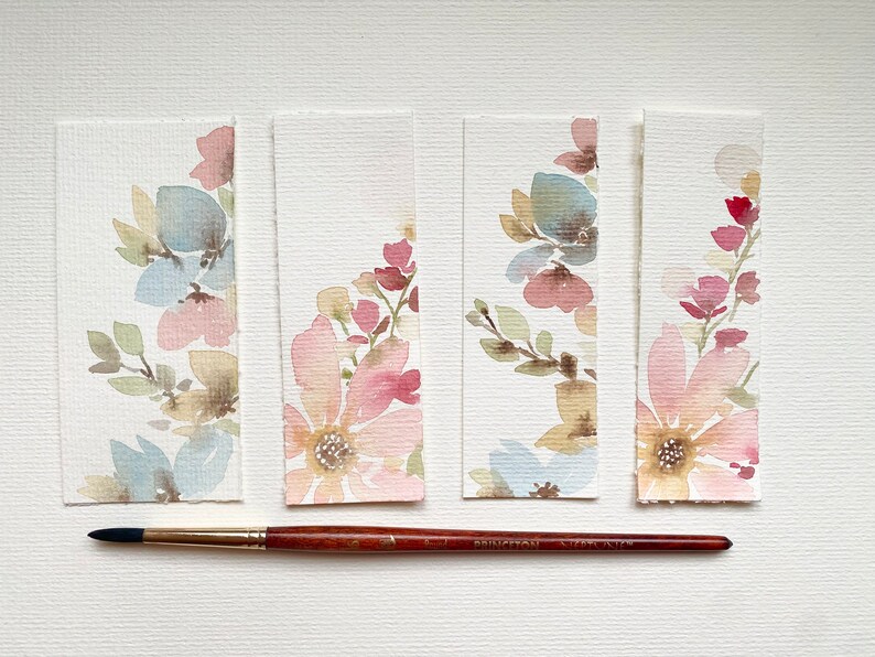 Hand Painted Watercolor Bookmarks 4ct - Etsy