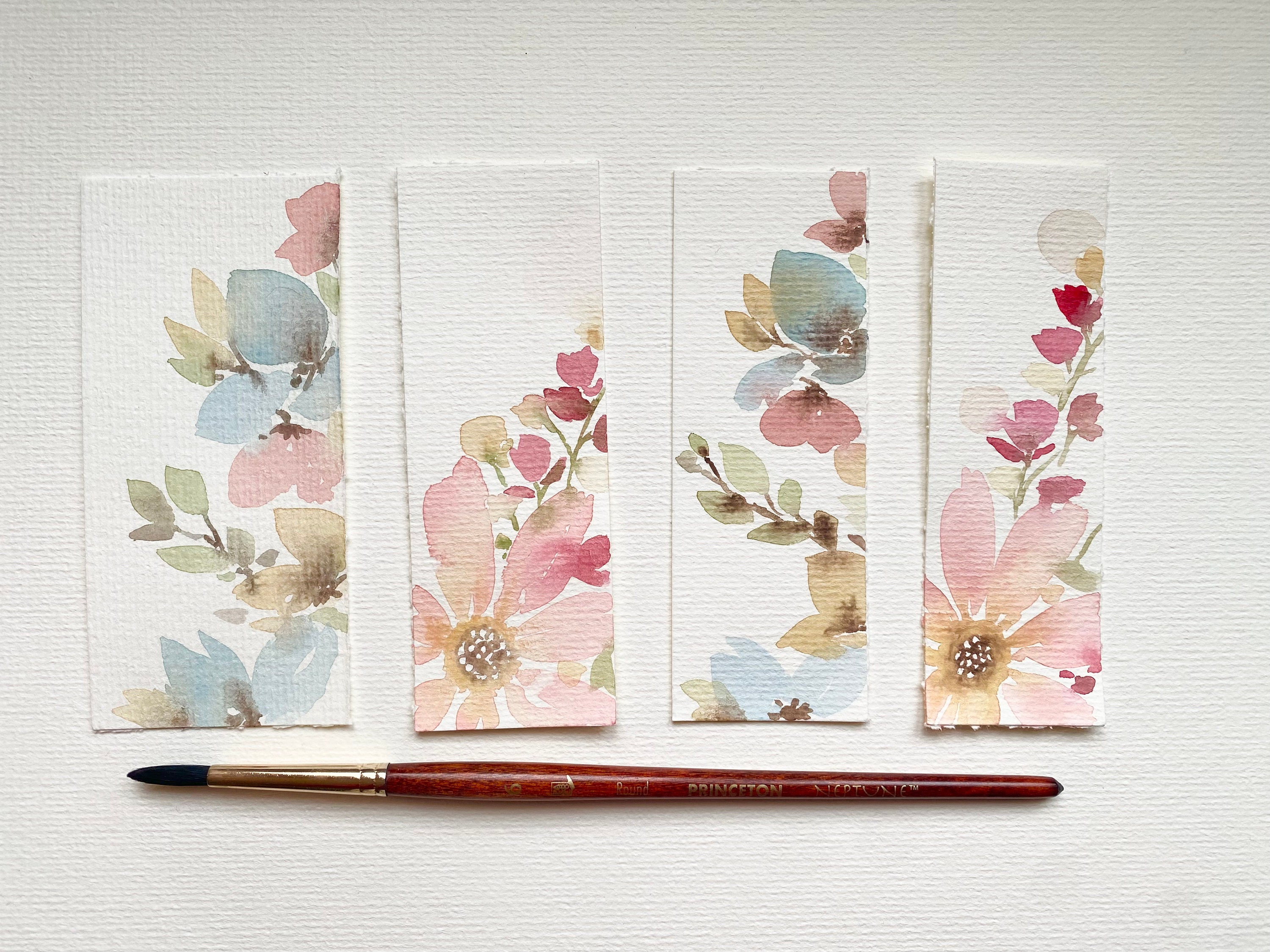 Hand Painted Watercolor Bookmarks 4ct - Etsy